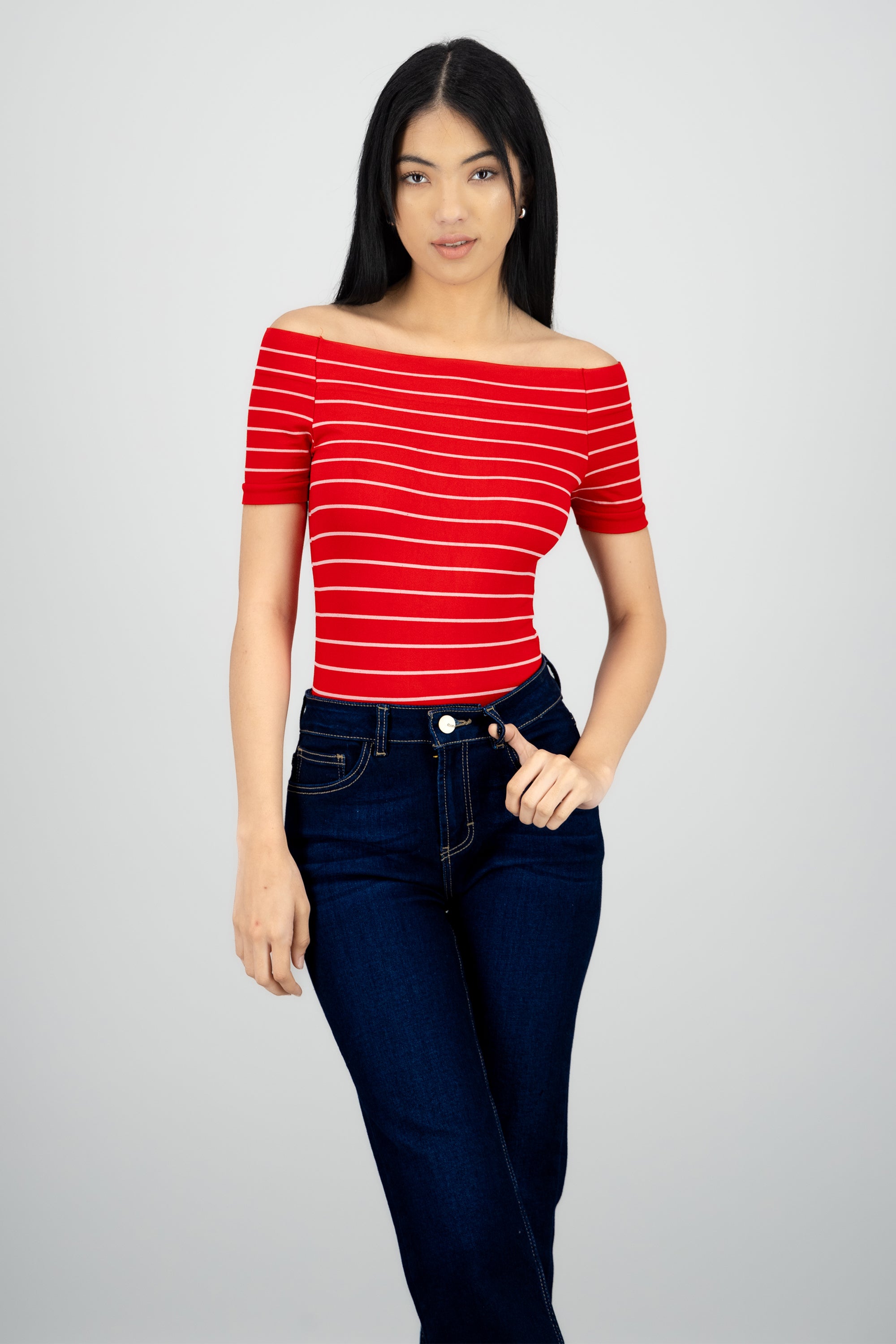 One Shoulder Striped Bodysuit