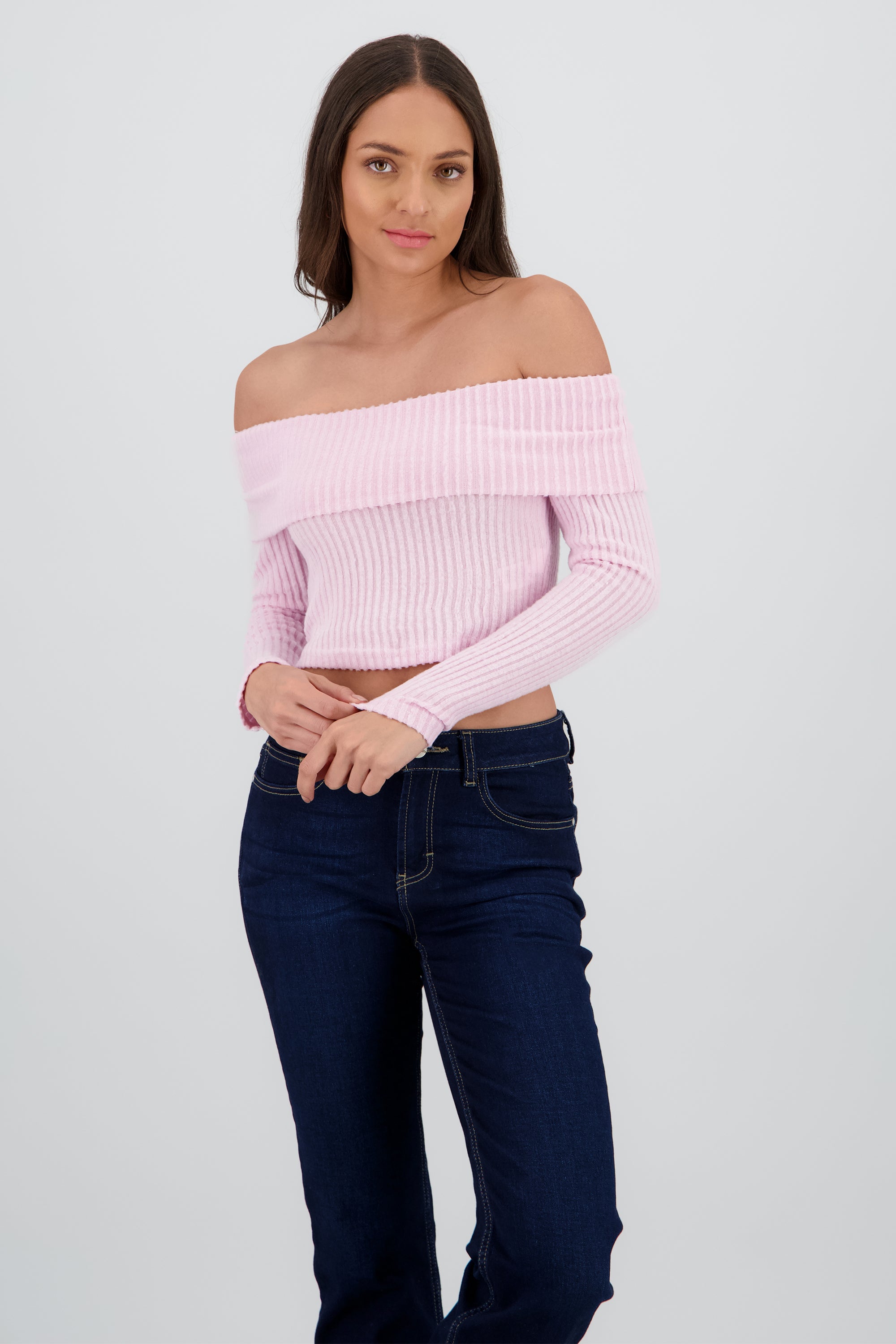 Off Shoulder Ribbed Top