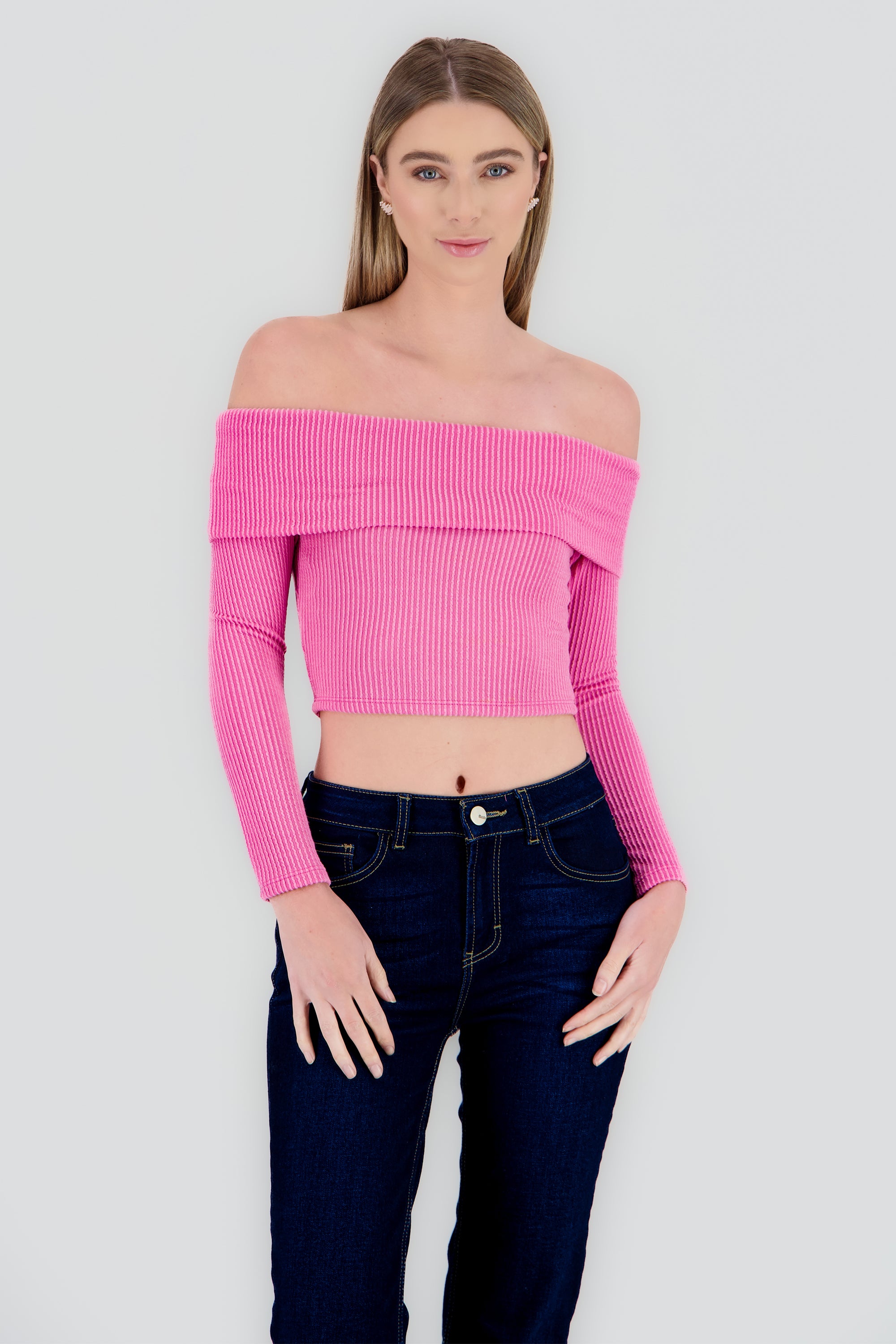 Off Shoulder Ribbed Top