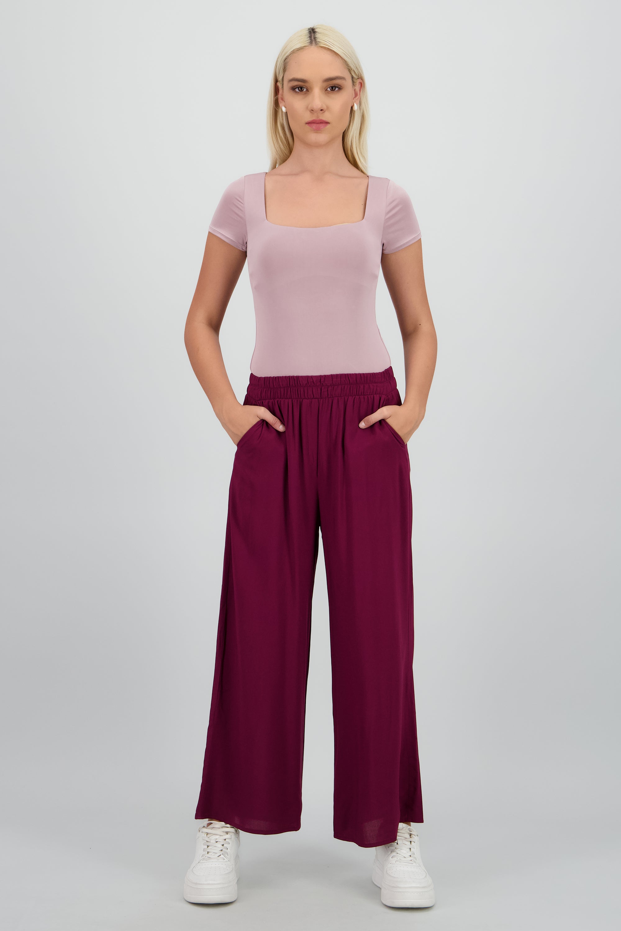 High Waisted Wide Leg Gathered Pants